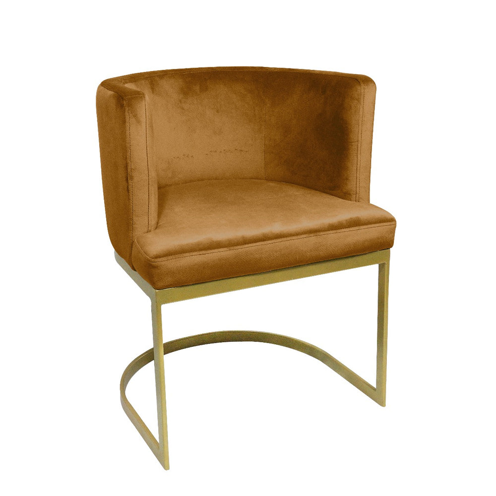 Silla butaca de comedor acero dorado y terciopelo Mia